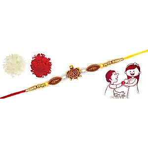 Indian Art Set of 4 Rakhi For Brother and Bhabhi Set Bro Rakhi With Cotton Thread Gift This Rakhi to Brother / Bracelets Rakhi Set /