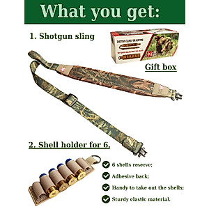 Underalert Rifle Sling with Metal Swivels and Neoprene Padding, Adjustable Gun Sling Shotgun Sling for Hunting with Shell Holder Acc. Gun Strap for Rifle 2 Point, For 12GAs and Rifles (Waterfowl Camo)