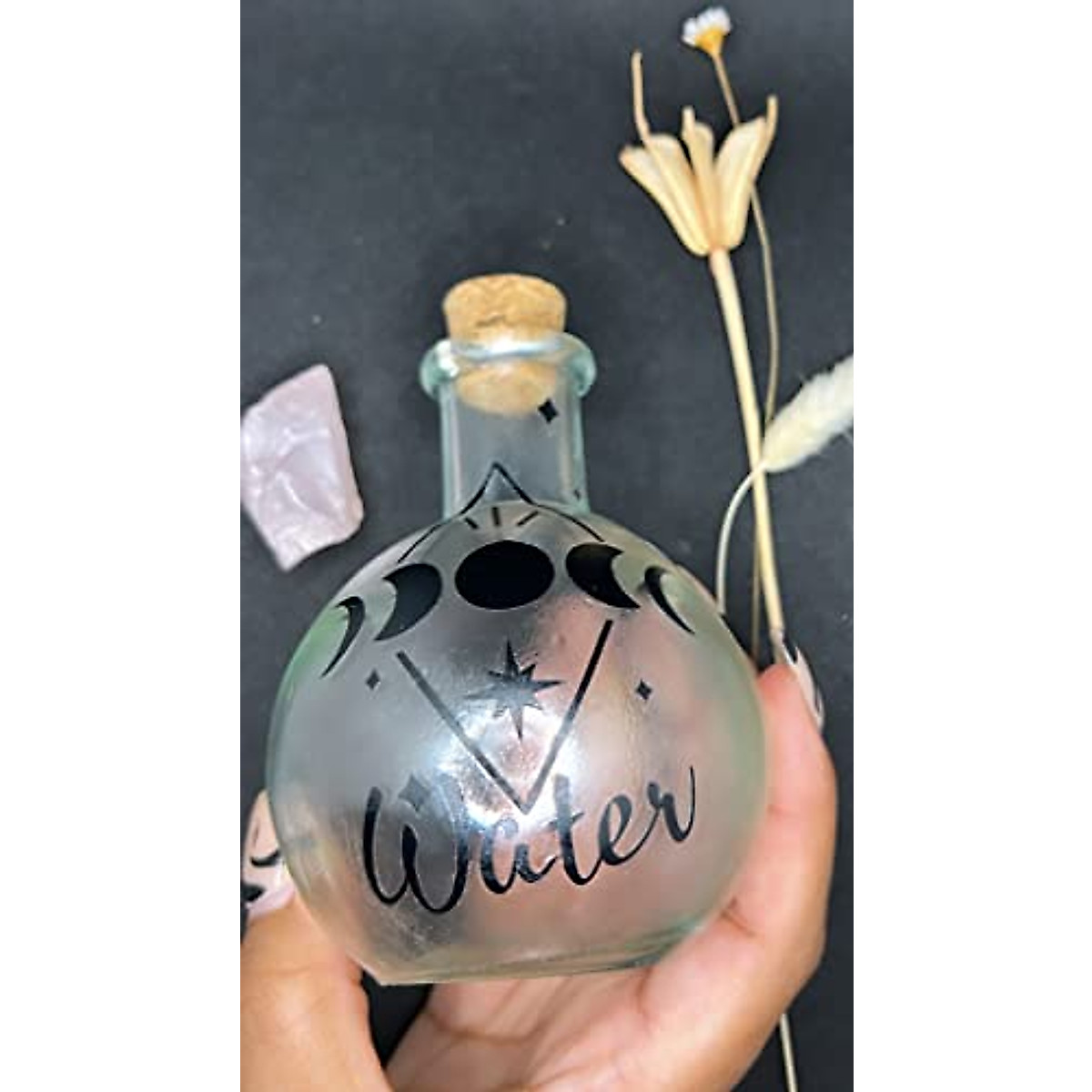 Moon Water Jar, Full Moon Ritual, Moon Phase Glass Bottle, Alter Tools, Stash Jar, Cleansing Tool, Witch Bottle, Cork Bottle, Set intention