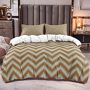Abosbeet Wave Striped Duvet Cover Sets Cal King Geometric Stripes Comforter Cover Sets 3PCS with 2 Pillowshames Polyester Bedding Sets Breathable Soft