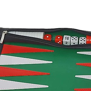 Backgammon Travel Set in Sturdy Leatherette Design - The Classic Board Game in Roll Up Style