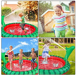 Apfity Splash Pad for Kids and Dogs, 68" Sprinkle Play Mat Summer Water Toys Inflatable Swimming Pool for Toddlers Baby Kiddie and Pets Dog Outside Sprinkler Pool for Age 2 3 4 5 6 7 8 9 10