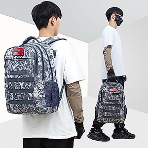 outdoor plus Camo Backpack,Military Teen Boys Backpacks for School, Army Bookbag with USB Charging Port,40L