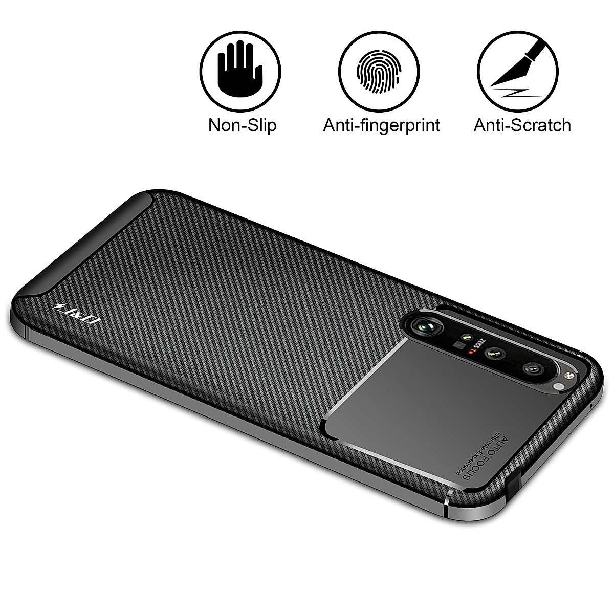 J&D Case Compatible for Sony Xperia 1 III Case, Carbon Fiber Pattern Drop Protection Anti Shock Protective TPU Slim Case for Xperia 1 III Bumper Case, Black