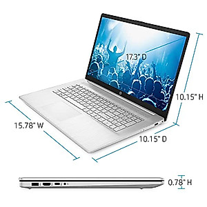 HP 17 17.3" Touchscreen HD+ Laptop Computer, Quad-Core AMD Ryzen 3 5300U (Beat i3-1115G4), 8GB DDR4 RAM, 256GB PCIe SSD, WiFi 6, Bluetooth 5.2, Natural Silver, Windows 11 Home, BROAG HDMI Cable