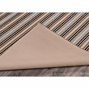 Garland Rug Nantucket Stripe. Area Rug, 3 ft. x 12 ft., Earth Tone