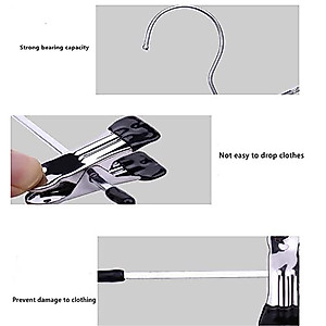 10 Heavy-Duty Trouser Hangers with Clips, Adjustable Metal Trouser Hangers, Skirt Hangers with Clips, Space-Saving Jeans Hangers