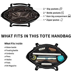 S-ZONE Women Genuine Leather Tote Bag Top Handle Satchel Shoulder Purse Large Handbag for Work Travel