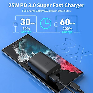 25W Dual Port Super Fast Charger Type C Wall Plug Adapter Quick Charging Block Compatible with Samsung Galaxy S22/ S22 Plus/ S21/ S21 Ultra/Z Fold 3 5G /S20 /Note20 /iPhone 13/13 Pro/Pro Max