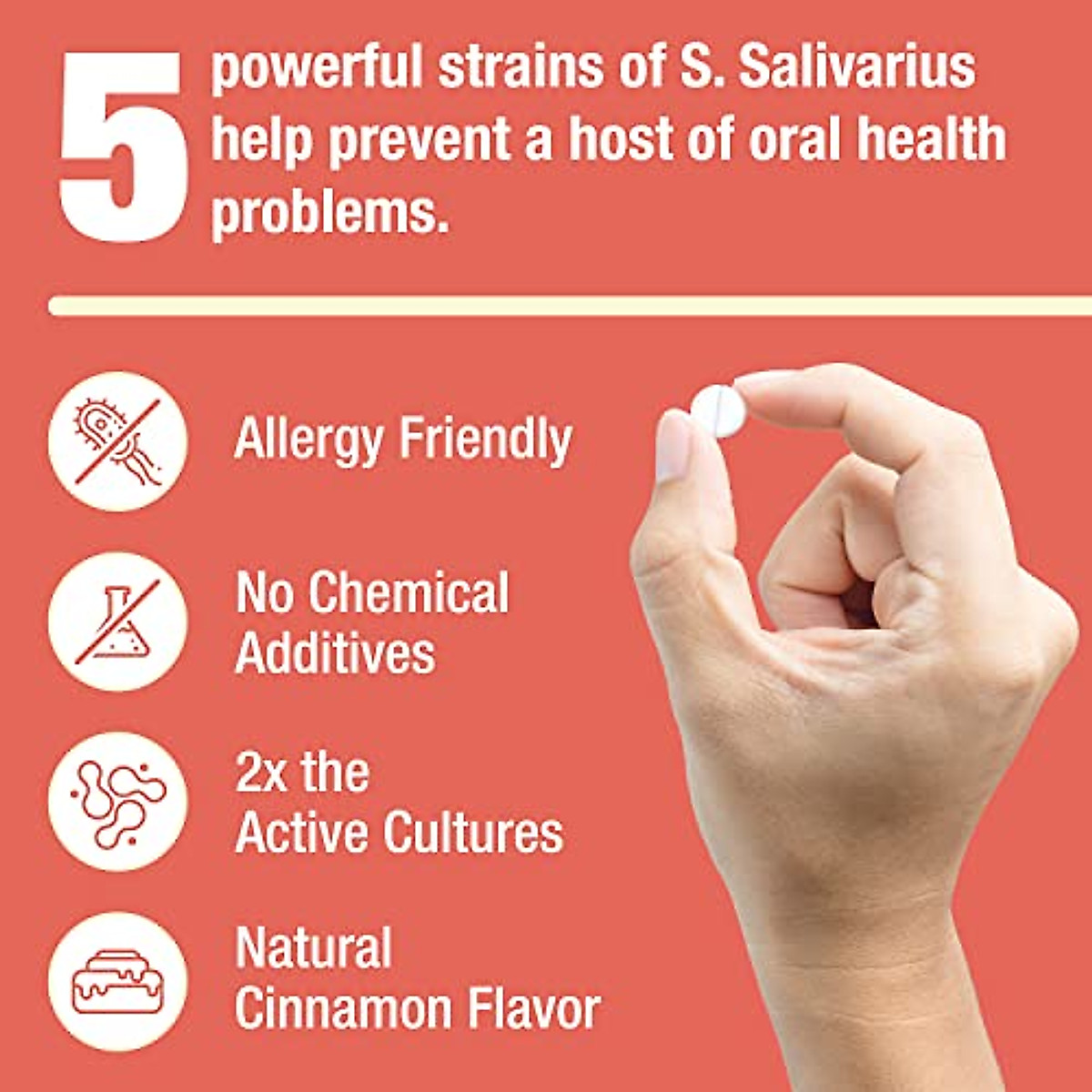 Tuthi Oral Probiotics for Mouth - Dental Probiotic for Gums & Oral Health - Bad Breath Treatment for Adults - 60 Lozenges Cinnamon Flavor