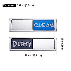 MECCANIXITY Dishwasher Magnet Clean Dirty Sign Silver Framed Rectangle Blue-Gray,Optional Gum,Magnetic for Dishwasher Kitchen Accessories Indication