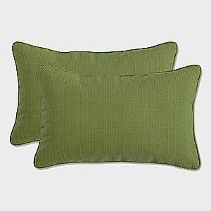 Pillow Perfect Forsyth Solid Indoor/Outdoor Lumbar Pillow Plush Fill, Weather and Fade Resistant, Lumbar - 11.5" x 18.5", Green, 2 Count
