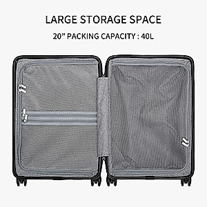 LEVEL8 Carry on Luggage Airline Approved, Carry on Suitcases with Wheels, Lightweight PC Hardside Luminous Textured Luggage, TSA Approved, 20-Inch Carry-On, Dark Grey