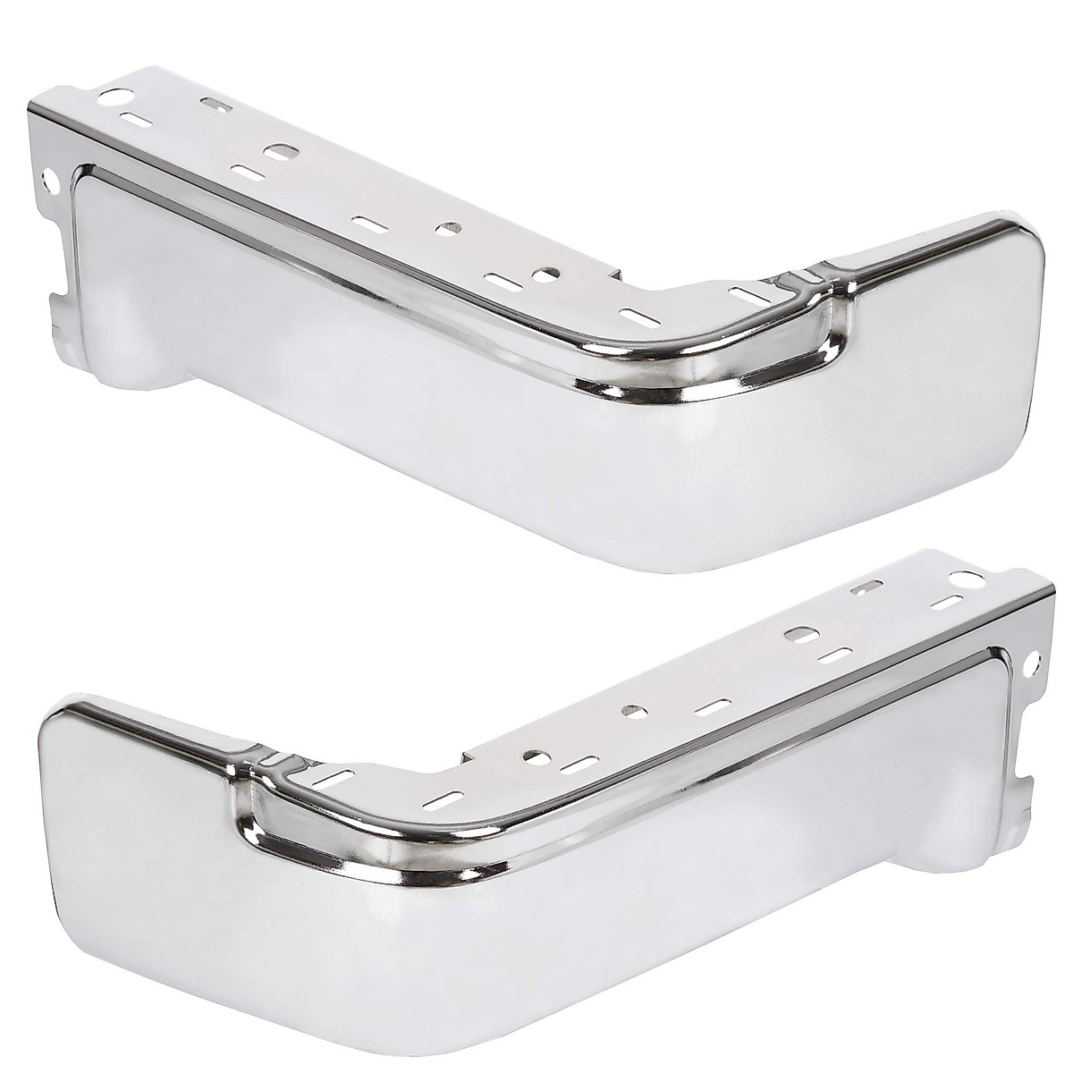 ECOTRIC Rear Step Bumper End Cap Cover Compatible with 2009-2014 Ford F150 Styleside Face Bar Driver Passenger Side W/O Sensor Hole Chrome 2 Packages