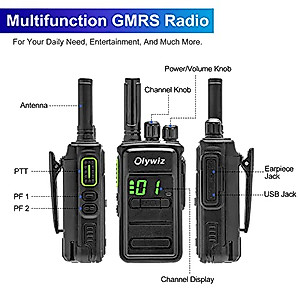 Olywiz Walkie Talkies for Adults Rechargeable GMRS Radio Long Range 3000mAh 2 Way Radio 16CH Display Emergency Alarm VOX for Business Outdoor School Security 4 Pack