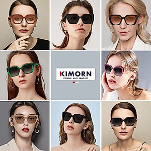 kimorn Sunglasses Womens and Men Trendy Retro Trendy Sun Glasses K1354 (Black+Camel Frame Brown Lens)