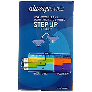 Always Infinity FlexFoam Pads for Women, Size 4, Overnight Absorbency, Unscented, 26 Count