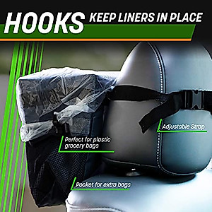 Drive Auto Car Trash Can - Collapsible, Leakproof Garbage Bin with Adjustable Strap and 20 Trash Bags - Car & Truck Accessories for Men and Women - Grey with Lid