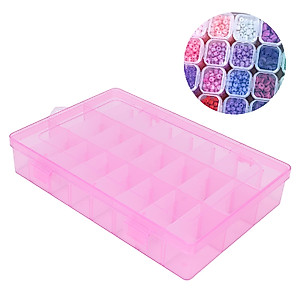 Nail Art Storage Box, 24 Grid Pink Empty Nail Boxes Nail Tips Nail Art Storage Box Plastic Rhinestones Bead Decoration Organizer Case DIY Handmade Gifts Nail Art Supplies Nail Art Container For Beads
