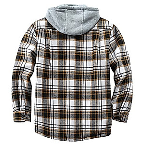 Derbars Men's Sherpa Lined Winter Jackets Warm Camp Hooded Flannel Shirt for Men Khaki Medium