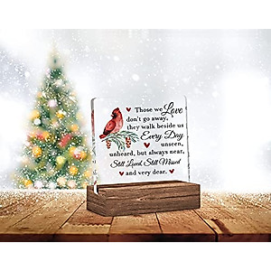 Sympathy Memorial Gifts, Clear Desk Memory Decorative Sign with Wood Stand, Home Office Positive Plaque Decor, Sympathy Gifts for Loss of Loved One In Memory