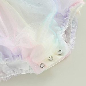 Newborn Baby Girls Summer Clothes Fly Sleeve Ruffle Romper Square Neck Smocked One-Piece Tulle Bodysuit Jumpsuit (Multi-color, 12-18 Months)