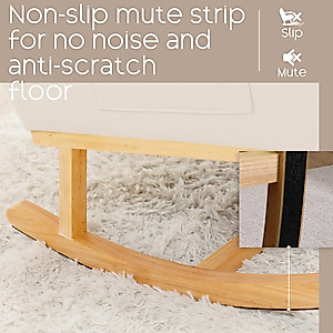 YUUIJOAA Rocking Chair Nursery - Glider Modern Accent Chairs Upholstered Velvet Nursing Rocker Padded Armchair for Indoor Living Room Bedroom Beige