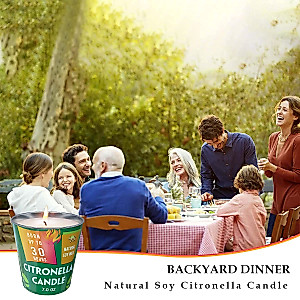 Patio Citronella Candles Outdoor, 4 Packs Natural Soy Wax Fly Off Candles for Summer Porch Home Outside Camping Picnic,120 Hours Burn