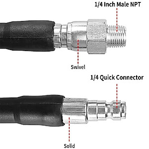 CHAVOR Pressure Washer Sewer Jetter Kit, 50 FT Hydro Drain Jetter Cleaner Hose, Button Nozzle and Rotating Sewer Jetting Nozzle, Orifice 4.0, 4.5, 1/4 inch NPT, 3000 PSI