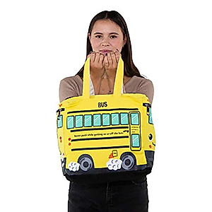 Insulated Canvas School Bus Teachers Tote Bag - Yellow