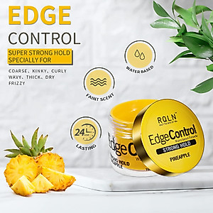 RQLN Edge Control For Black Hair, Water Based Pomade, Hair Gel For Women Strong Hold, 100ml (3.38 US fl.oz) Pineapple Edge Stay Gel