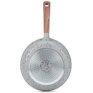 Phantom Chef 9.5" Frypan die-cast Aluminum with Granite Finish | PFOA Free | Nonstick Skillet | Induction Compatible | Egg-Omelet Frying Pans | Cookware Chef's Pan | Dishwasher and Oven Safe (Beige)