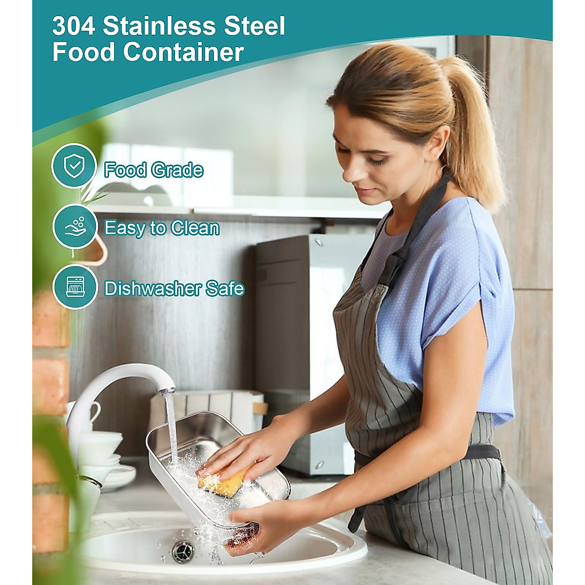 Dicorain Electric Lunch Box, 80w 1.8L Heated Lunch Box for Truck/Car/Office/Home/Work, 12/24/110v 3 In 1 Portable Food Warmer Lunch Box with Removable SS Container, Fork & Spoon (Grey)