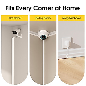 Delamu Corner Cable Concealer, Large Corner Cord Hider Wall Cable Hider, Paintable Wire Covers for Cords, Corner Cord Covers for Wires on Wall, Floor, Baseboard, Ceiling, 0.9in W 0.9in H 94.2in L