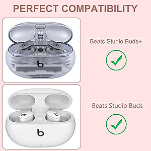 Clear Case for New Beats Studio Buds + (2023) / Beats Studio Buds (2021), Secure Lock Beats Studio Buds Plus Case Cover, Shockproof Wireless Earbuds Protective Cover with Keychain, Clear Pink