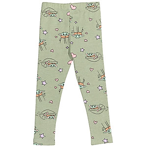 Star Wars Baby Yoda Little Girls T-Shirt and Leggings Outfit Set Pink/Green 6-6X