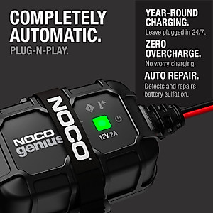 NOCO GENIUS2D, 2A Direct-Mount Onboard Car Battery Charger, 12V Automotive Charger, Battery Maintainer, Trickle Charger, Float Charger and Desulfator for Marine, ATV, Truck and Deep Cycle Batteries