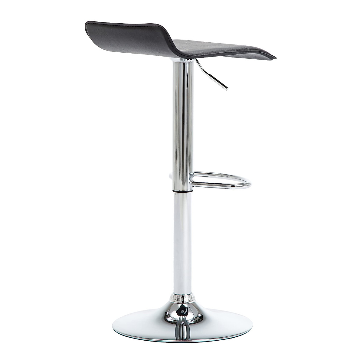 NOBPEINT Contemporary Chrome Air Lift Adjustable Swivel Bar Stool, Set of 2, Black