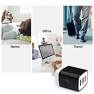 USB Plug Adapter, GiGreen 3-Multi Port USB Wall Charger Fast Charging Block Charger Box Compatible iPhone 14 13 Pro Max 12 SE 11 8 XS,Samsung Galaxy A23 5G S22 S21 FE A13 5G S10e S9 A52,Note21,Pixel 7