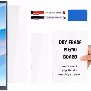 ARCOBIS Acrylic Dry Erase White Board with Side Magnets, 3 Pcs Magnetic Memo Whiteboard with 2 Markers and 1 Eraser, Removable to-Do List Board for Computer Monitor, Refrigerator, Desk