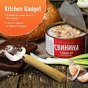 ORYOUGO Can Opener, Manual Side Cut Stainless Steel Wooden Beer Bottle Opener for Restaurant Home Camping,3 Pack