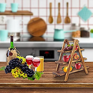 KCRET Wood Tiered Serving Tray 3 Tier Serving Platter Stand, 3 Tier Serving Tray for Party, Fruit Platter Farmhouse Tiered Tray