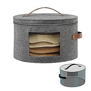 Qozary Reinforced Hat Storage Box - Hat Organizer for Women & Men Storage, Cowboy Hat Box with Support Panels, Hat Travel Case for Baseball Caps, Straw Hats - Keep Dust Off Your Hats