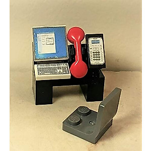 CUSTOM TOYS & HOBBIES INC Building Bricks Businessman Lawyer Office Setup- Premium Quality Office Table Desktop Computer, Keyboard, Telephone & Chair. Holiday Birthday Gift for Kids