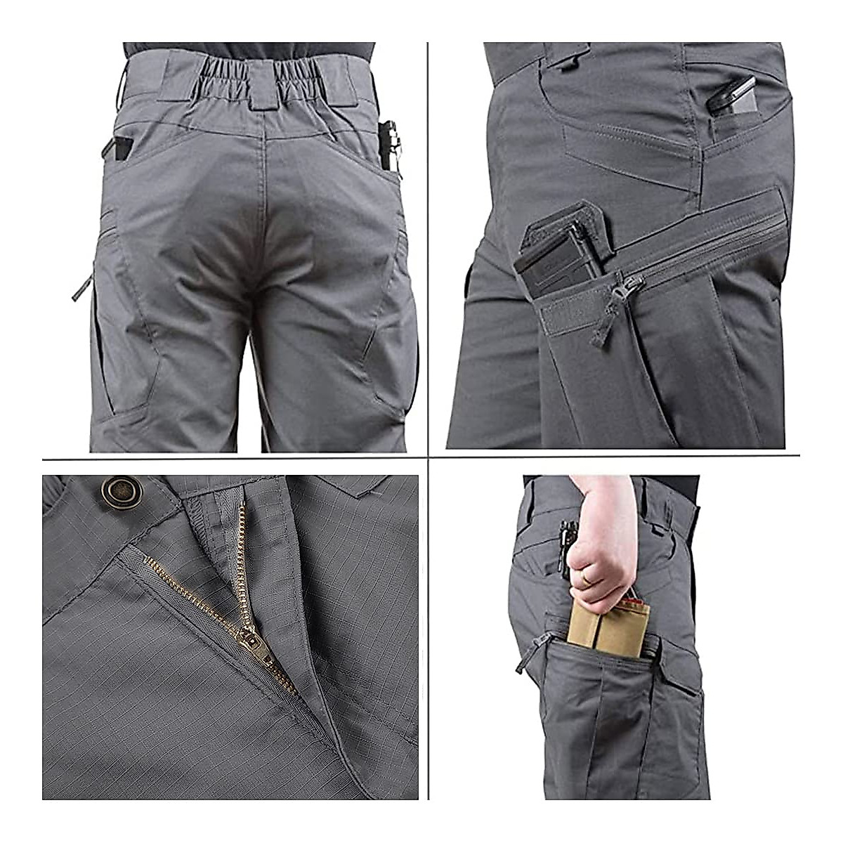 YAXHWIV Mens Tactical Shorts 11" Waterproof Hiking Fishing Breathable Quick Dry Cargo Short Shorts Regular(NO Belt) Black