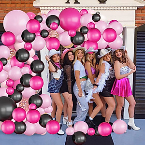 Black Pink Rose Red Balloon Arch Kit-106 Pcs Roes Red Pink Black Confetti Balloons for Girls Women Oh La La Baby Shower Birthday Paris Theme Party Supplies
