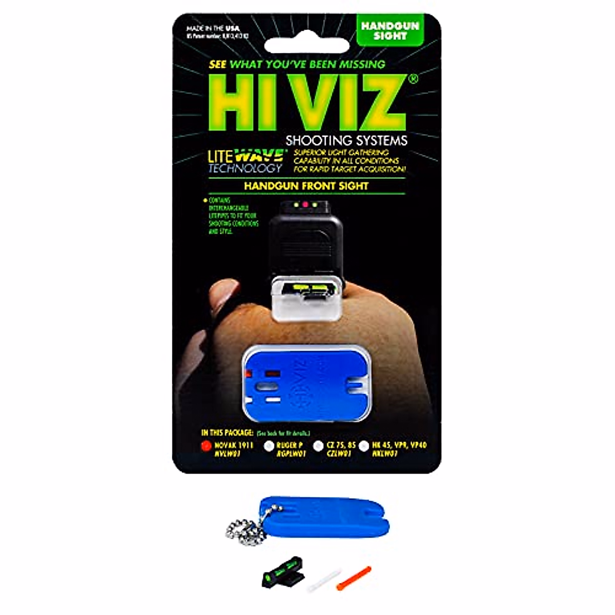 HIVIZ NVLW01 Novak 1911 Interchangeable LITEWAVE Front Handgun Sight , Black