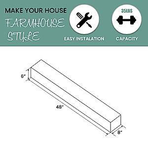 THLYNSAM Fireplace Mantel 72 inches Floating Shelf with Rustic Finish Wood Wall Shelf with Invisible Heavy Duty Bracket for Living Room Décor, 72L x 6H x 8D, Brown