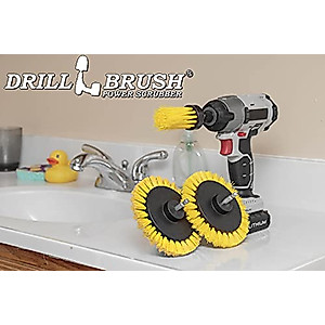 Tile and Grout Cleaning Drill Brush Set - 3 Pack Drill Brush Power Scrubber Cleaning Brush Yellow Medium Stiffness - Shower Floor Scrub Brush for Drill - Bathroom Scrub Brush for Drill