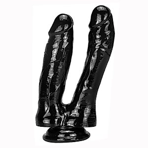 Double Ended Dildo Realistic Black Dildo with Suction Cup, Huge Double Sided Dildo Anal Dildo Adult Sex Toy for Couples, Female G Spot Dildo Butt Plug (Type A)